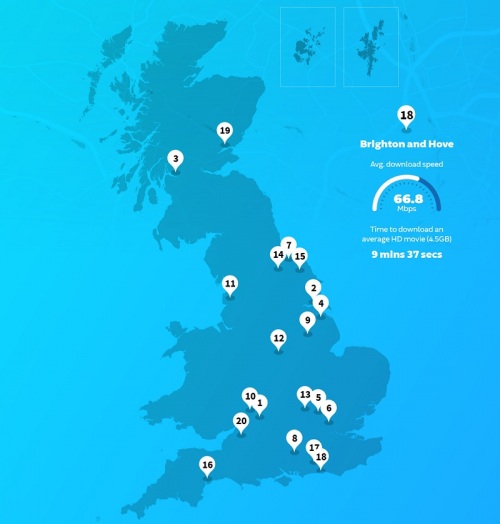 RSC Map Shows Best and Worst 20 UK Areas for Broadband Speed - ISPreview UK